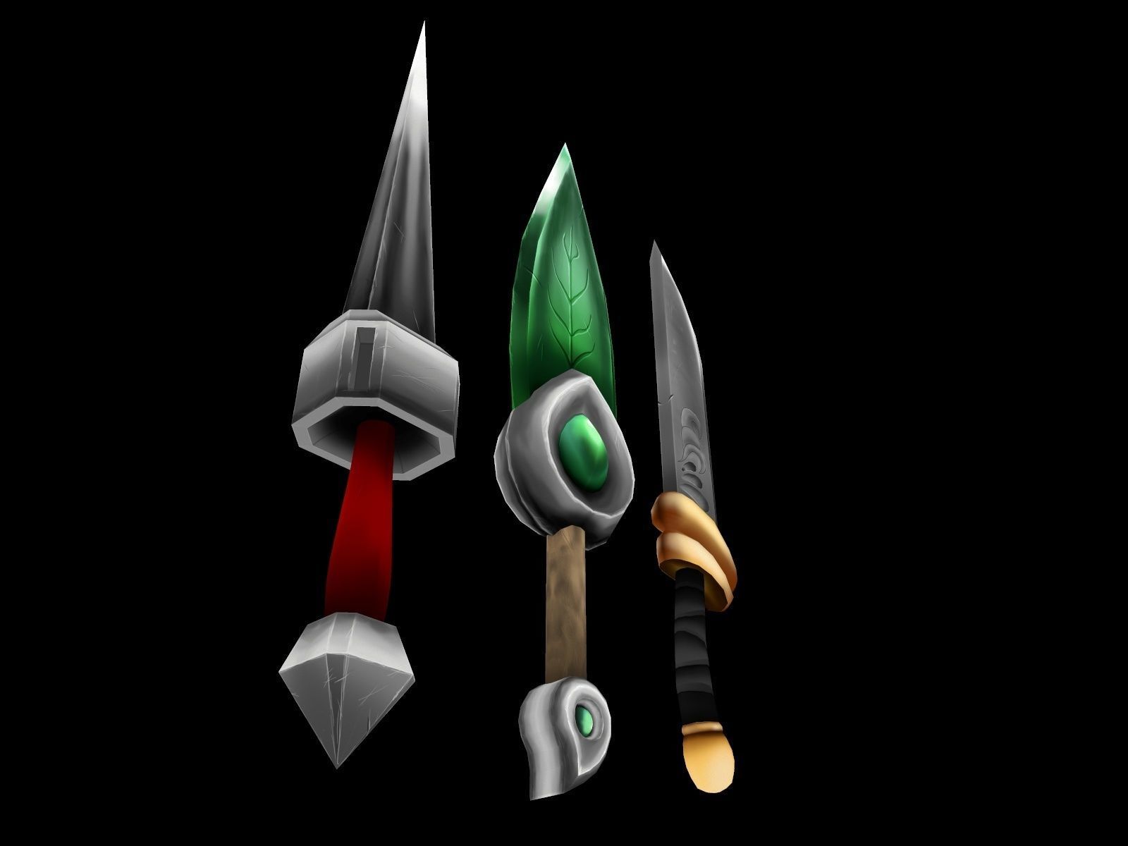 3D model Stylized Painted Dagger Pack VR / AR / low-poly | CGTrader