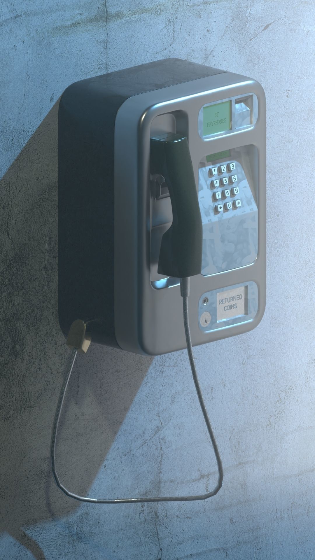 Payphone Model pay phone on wall free 3D model animated rigged | CGTrader