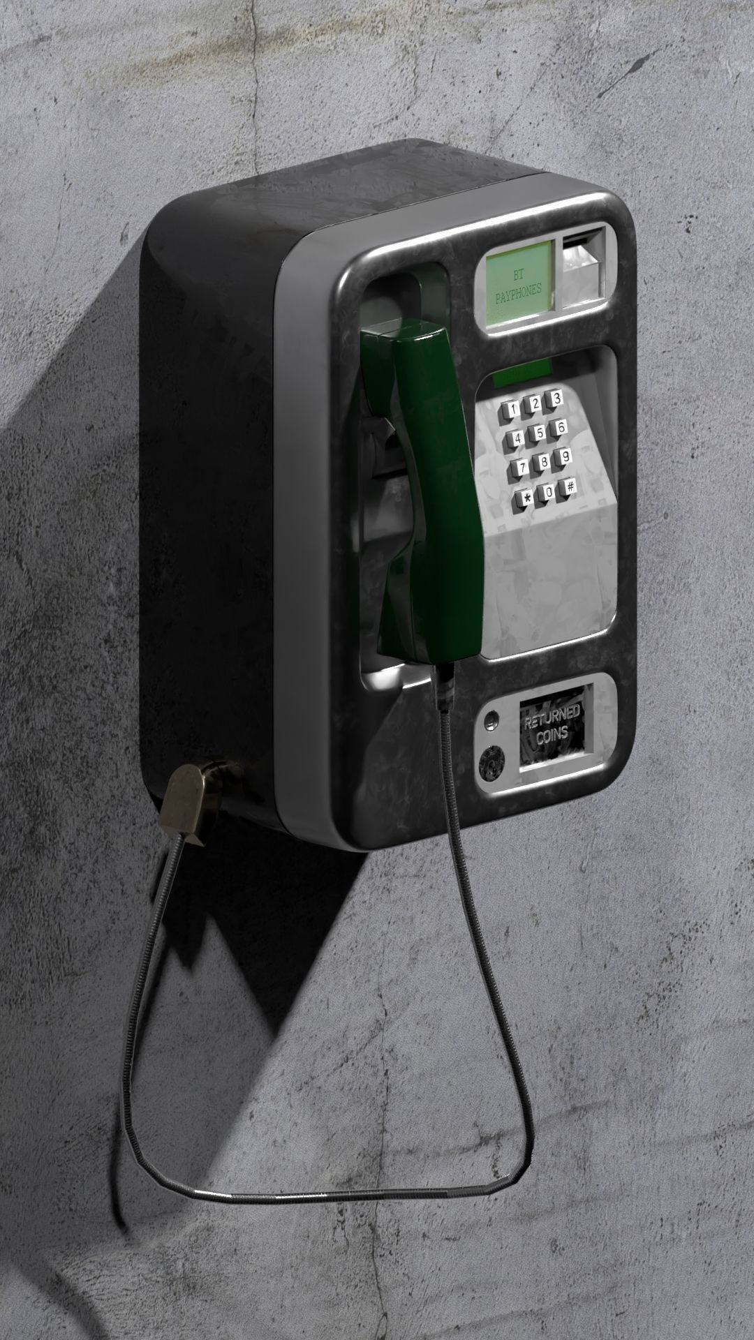 Payphone Model pay phone on wall free 3D model animated rigged | CGTrader