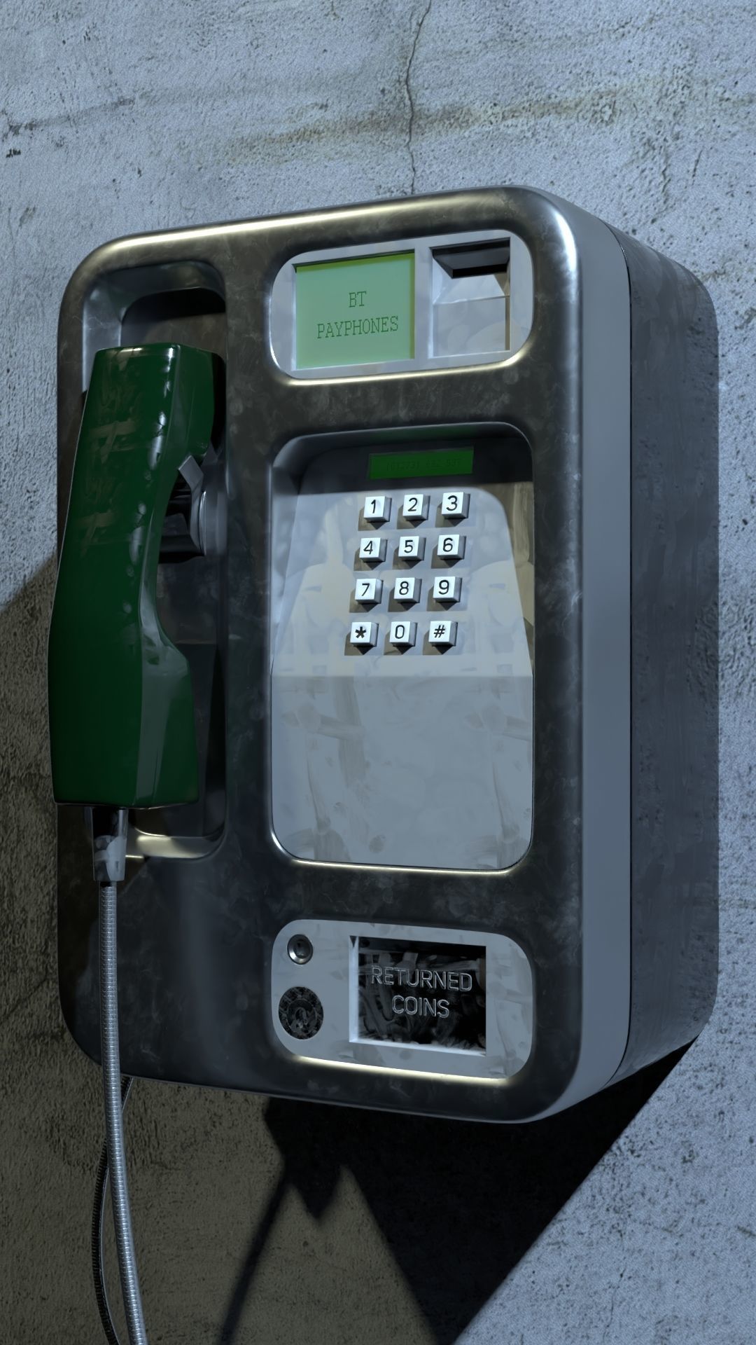 Payphone Model pay phone on wall free 3D model animated rigged | CGTrader