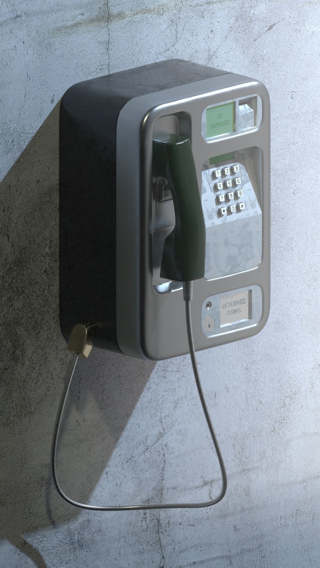 Payphone Model pay phone on wall free 3D model animated rigged | CGTrader