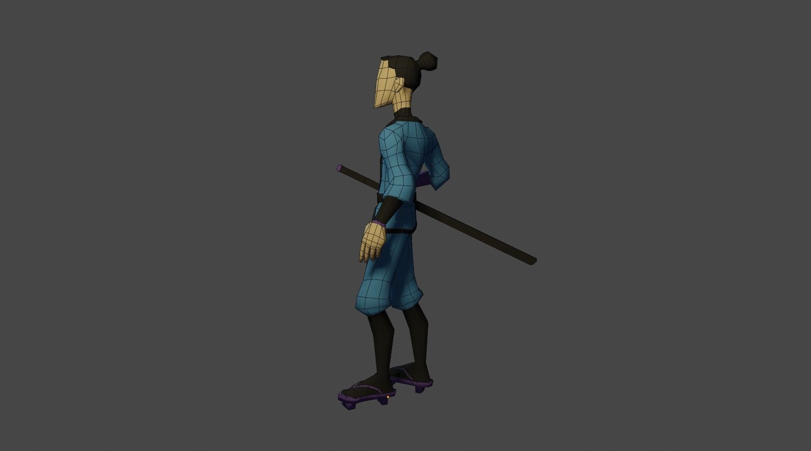 low poly samurai avatar last airbender free 3D model rigged | CGTrader
