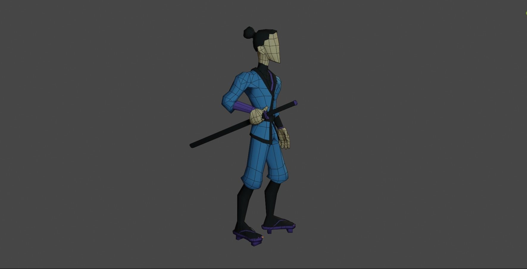 low poly samurai avatar last airbender free 3D model rigged | CGTrader