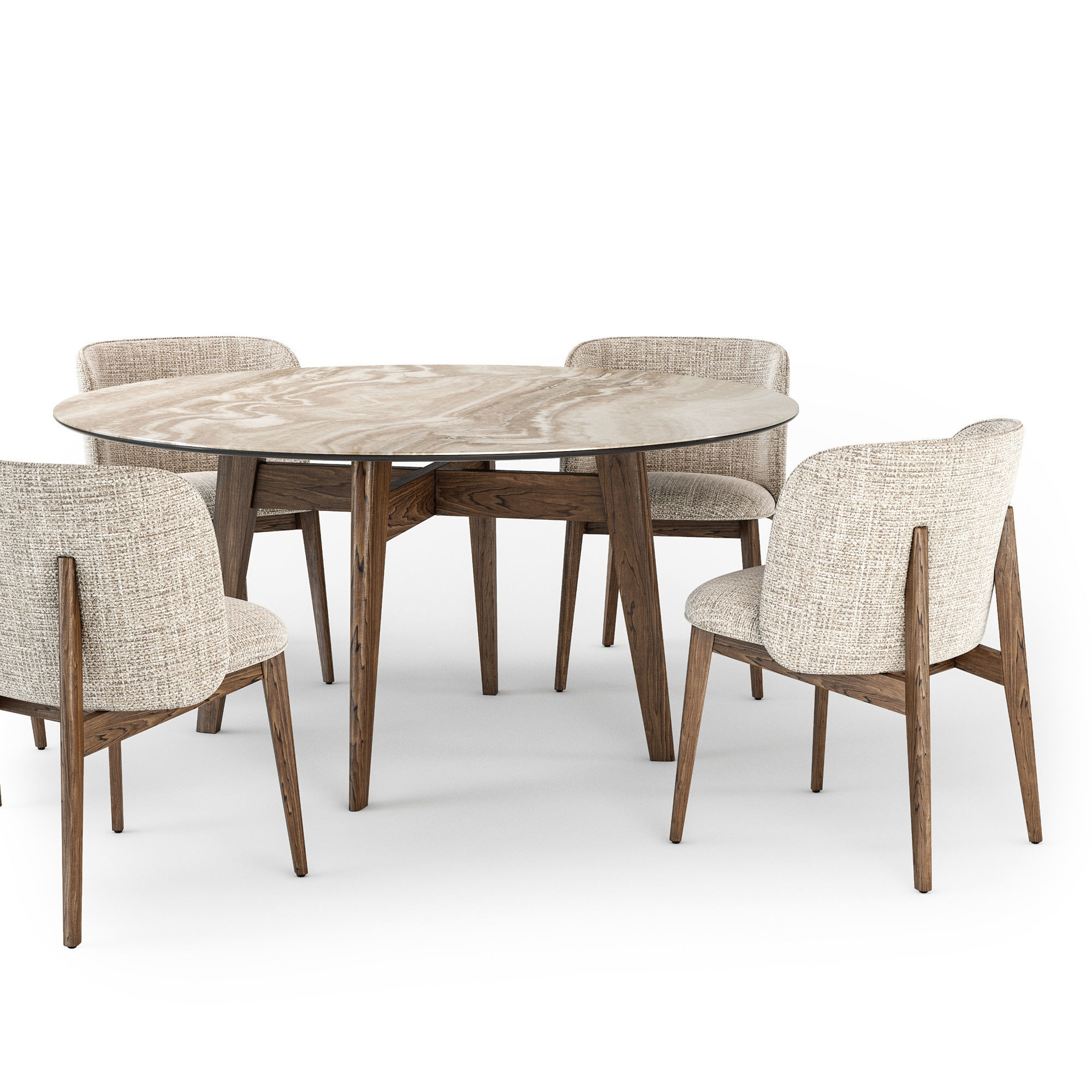 Calligaris Abrey round table wood armchair 3D model | CGTrader