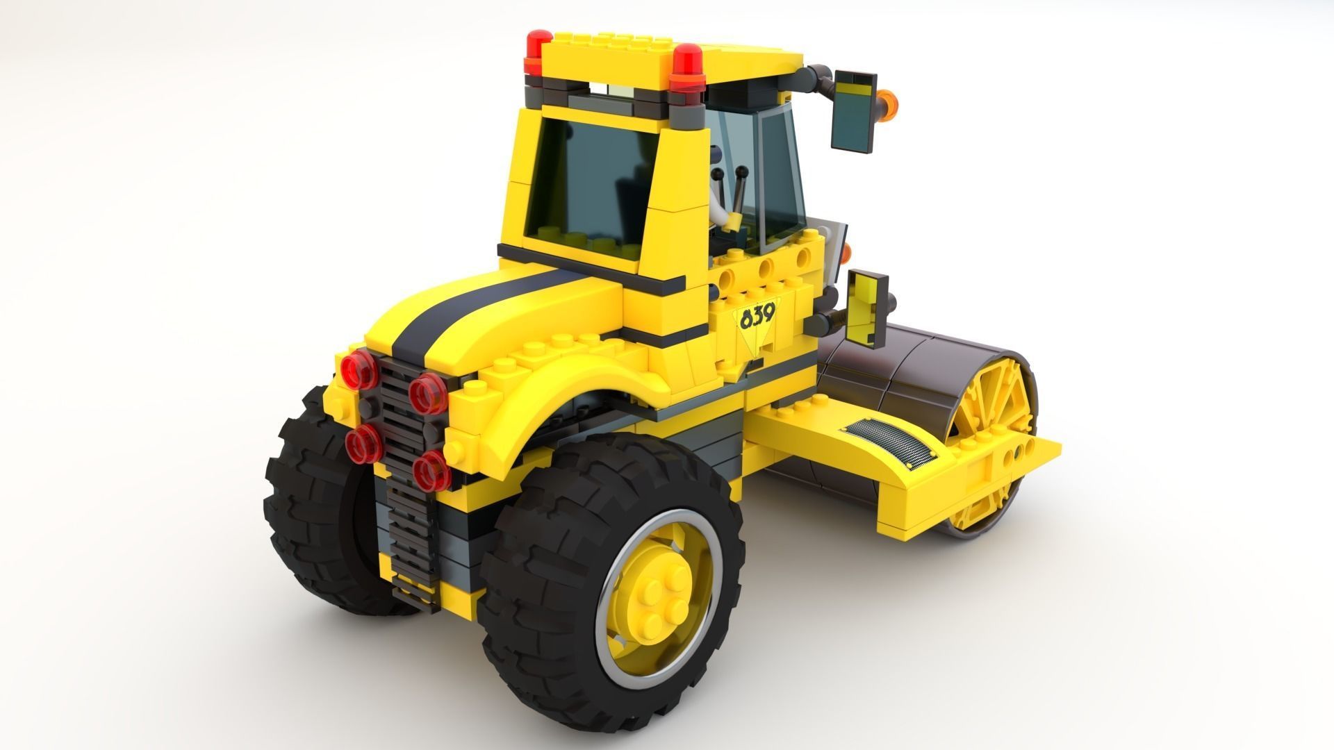 Lego Road Roller and worker 3D model rigged | CGTrader