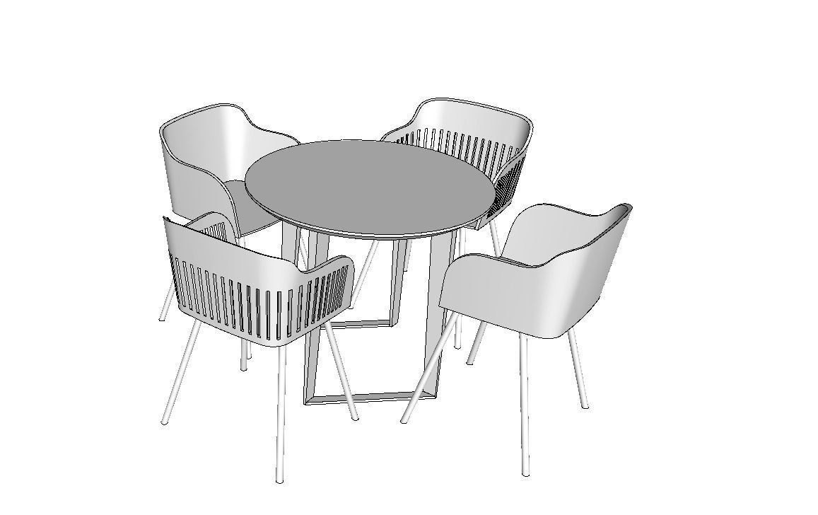 Stainless dining table set free 3D model | CGTrader