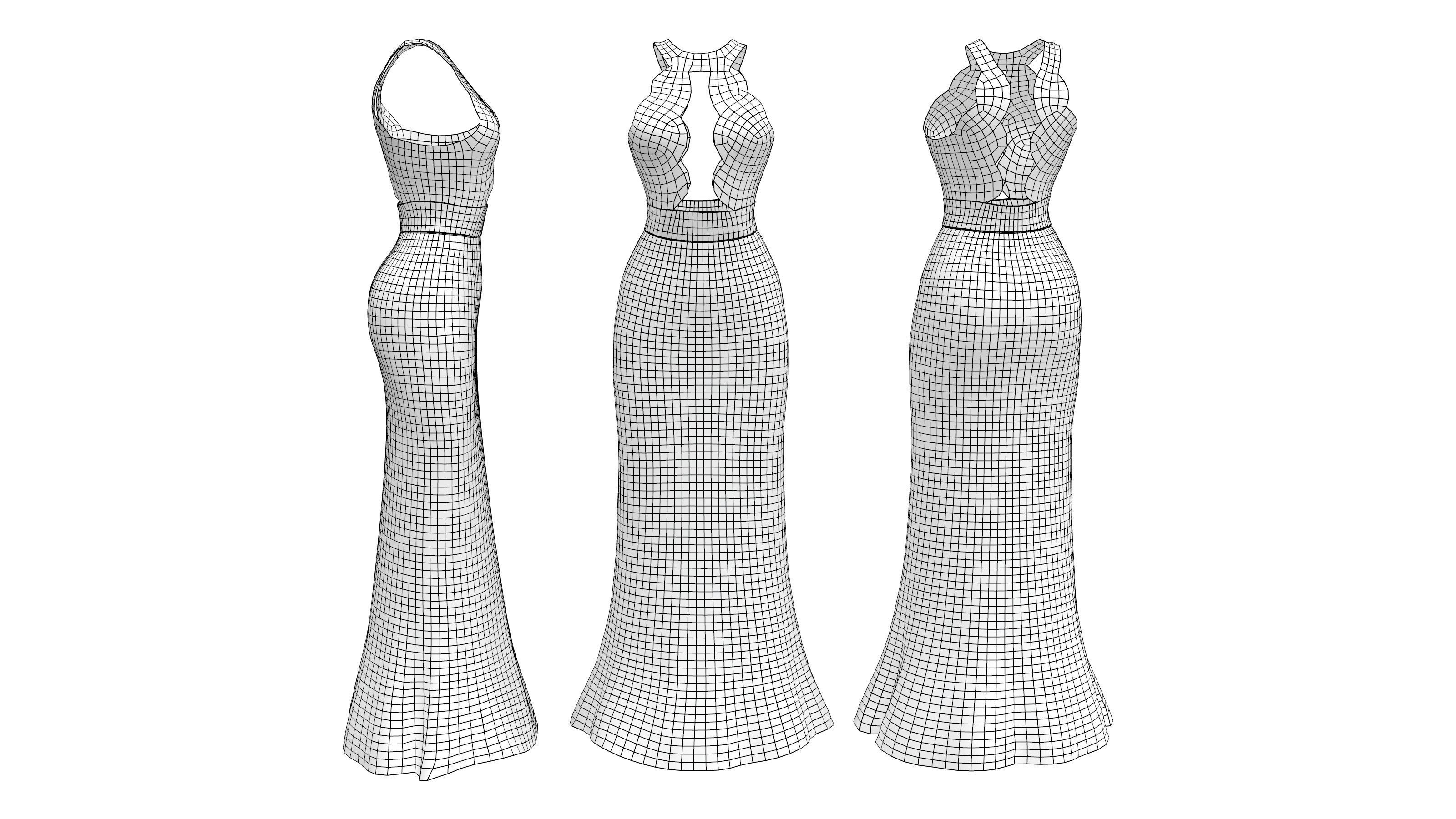 3D model Halter Gown Dress VR / AR / low-poly | CGTrader