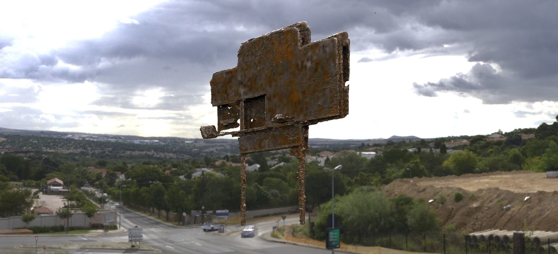 Sign placard old rusted wide 3D model 3D model | CGTrader