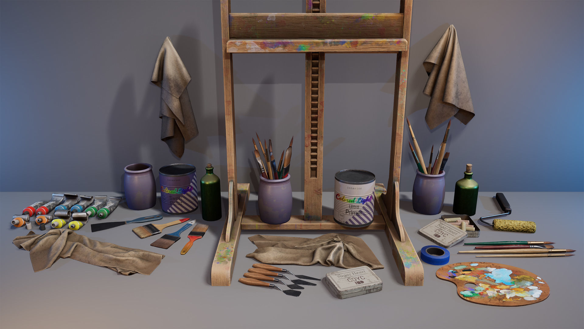 3D model Game asset Painter Tools Pack for UE4 VR / AR / low-poly ...