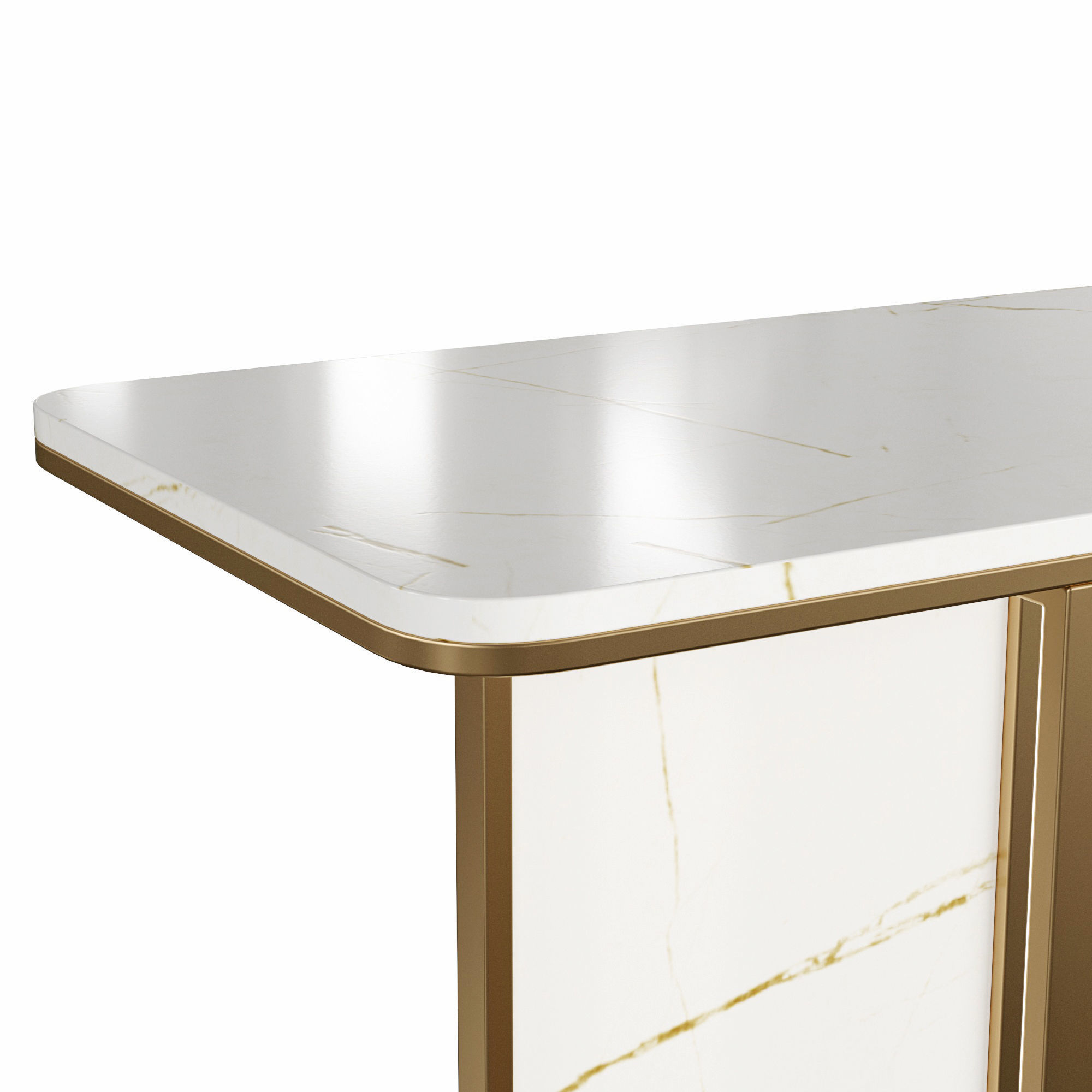 Modern Gold Entryway Console Table Stone Top 3D model | CGTrader