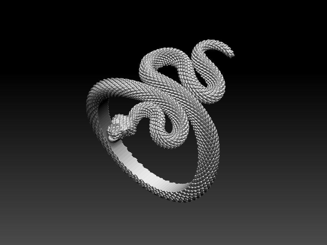 snake ring in gold with diamonds 3D model 3D printable | CGTrader