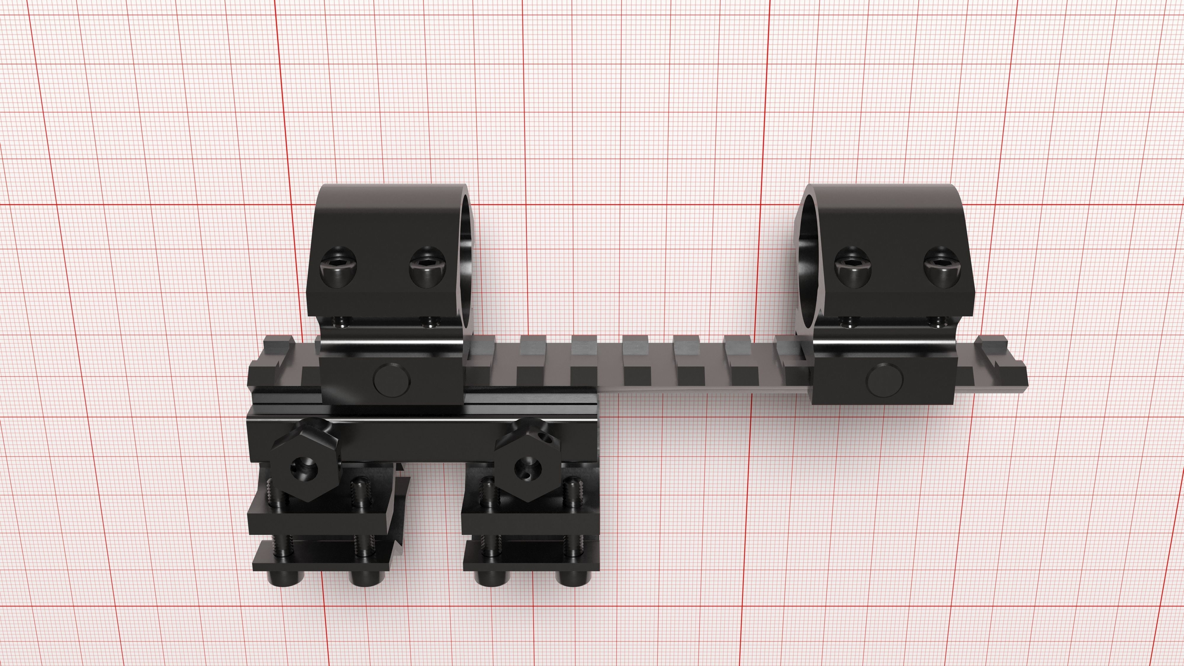 3D model Optic mounts KP-T2002 and Picatinny rail Y0032-B VR / AR / low ...