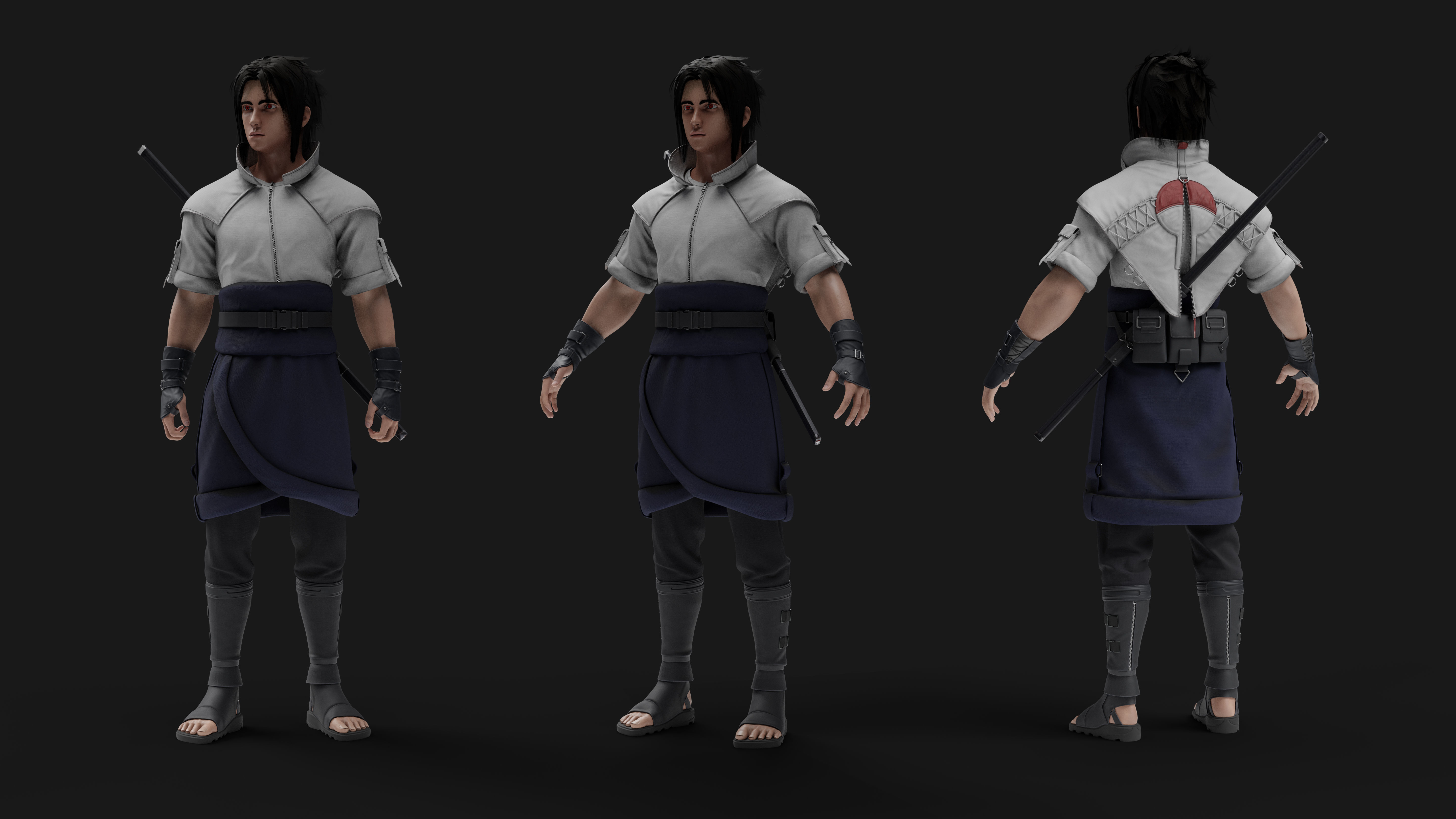 Sasuke custom 3d model with SourceFiles 3D model rigged | CGTrader