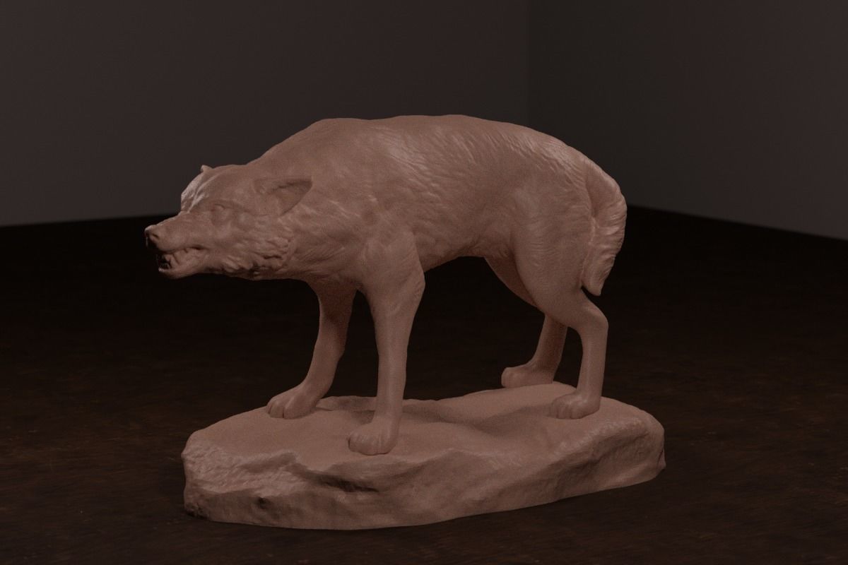 Growling Wolf 3D model 3D printable | CGTrader