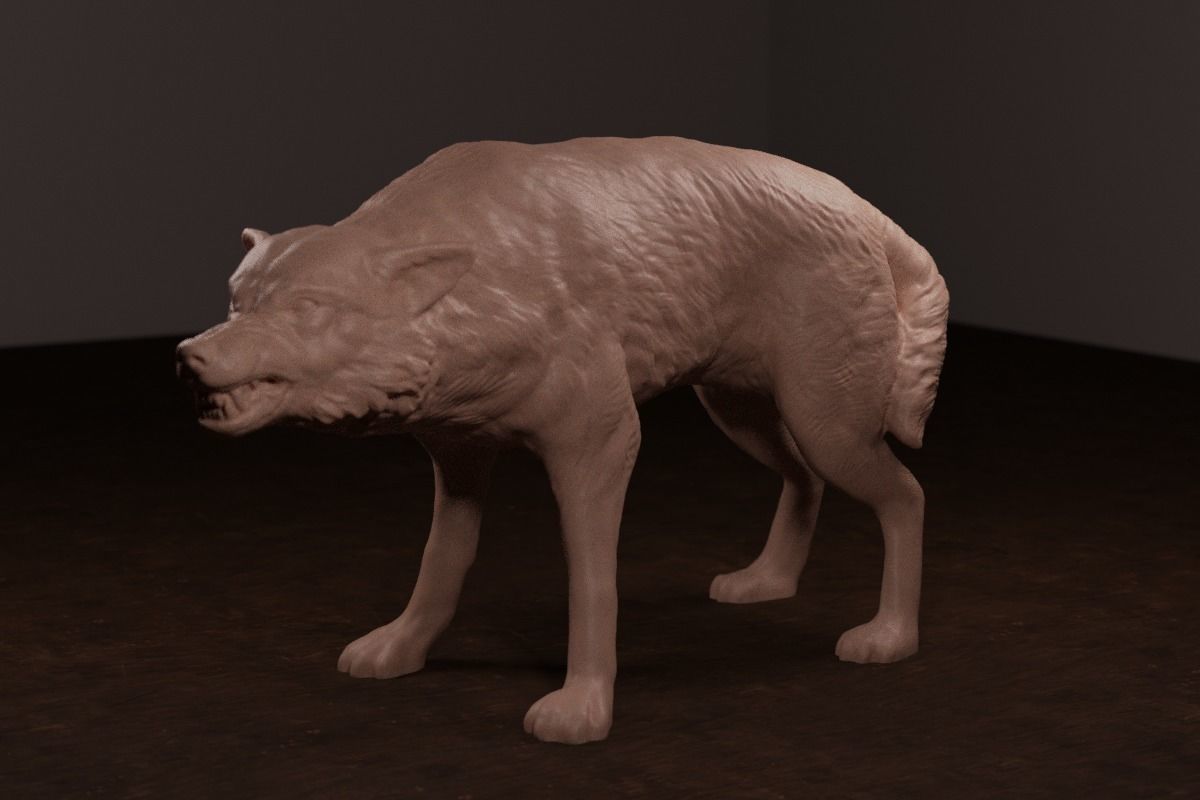 Growling Wolf 3D model 3D printable | CGTrader
