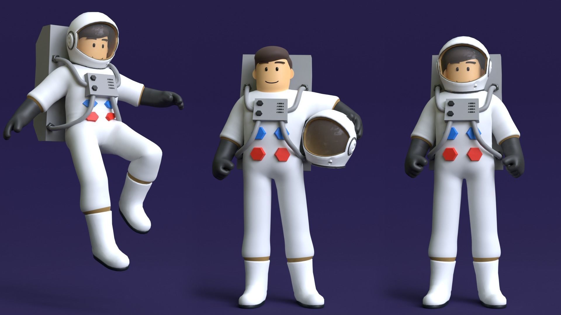 Minimal Astronaut 3D Cartoon Character 3D model rigged | CGTrader