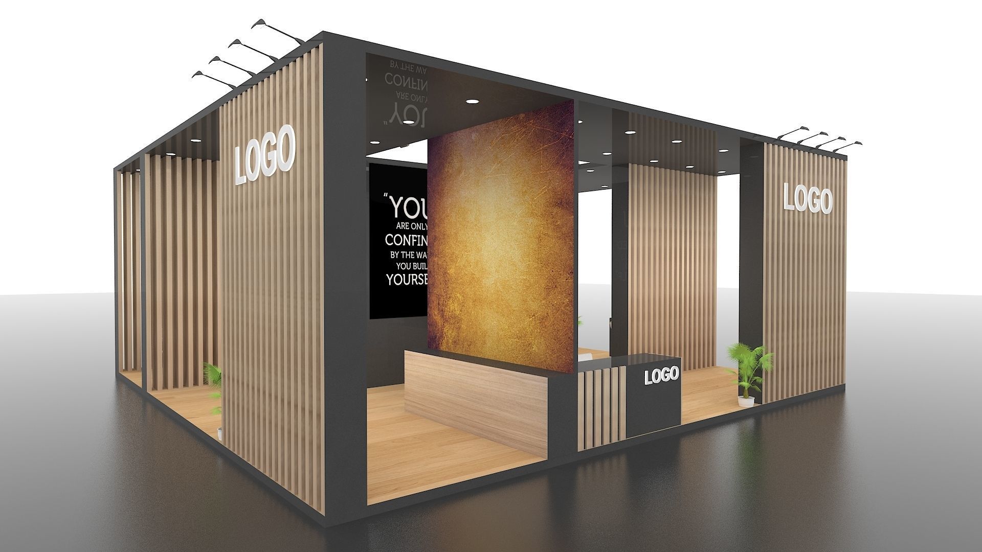 Exhibition Stall 10 meter x 10 meter island stall 3D model | CGTrader