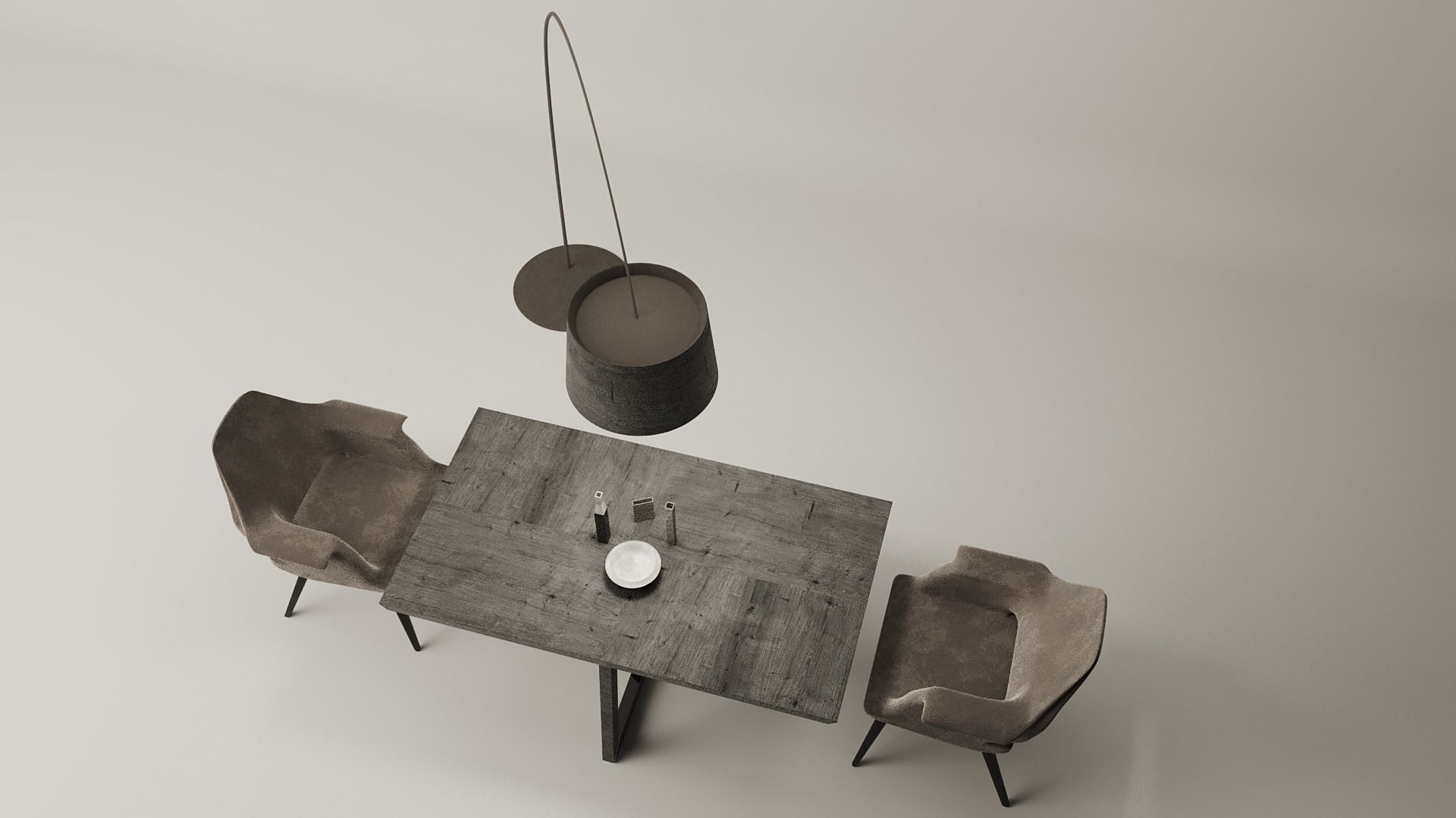 Monochrome Dining Table Set 3D model | CGTrader