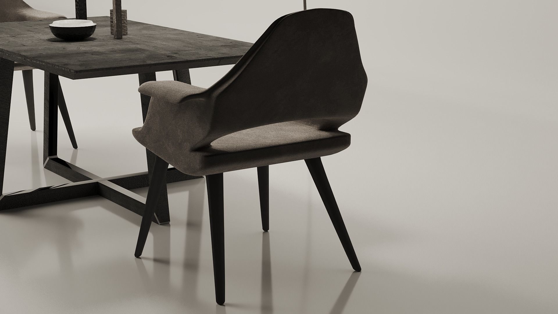 Monochrome Dining Table Set 3D model | CGTrader