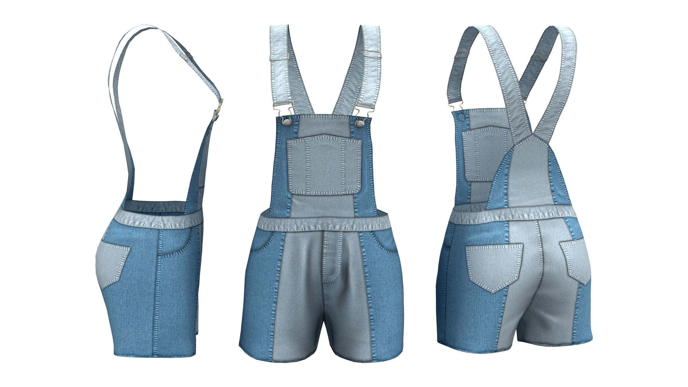 3d Model Dungaree Short Vr Ar Low Poly Cgtrader