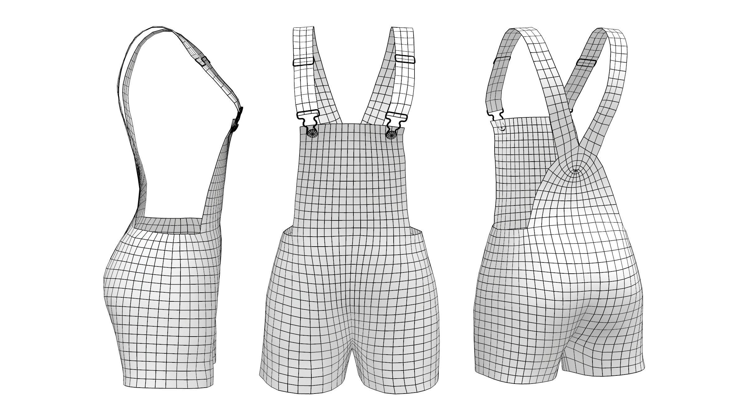 3d Model Dungaree Short Vr Ar Low Poly Cgtrader