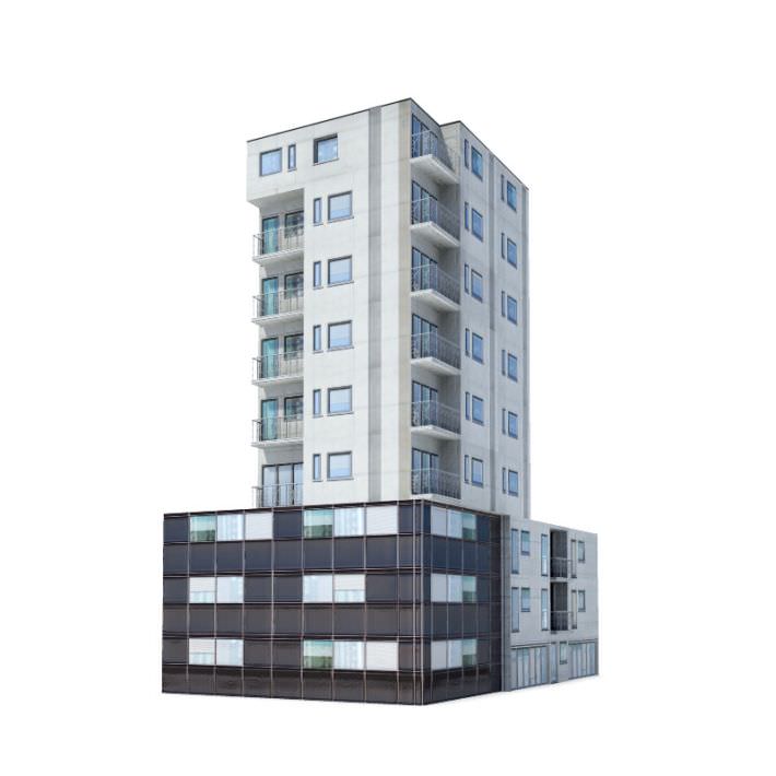 9 Story Residential Building 3D Model - CGTrader.com