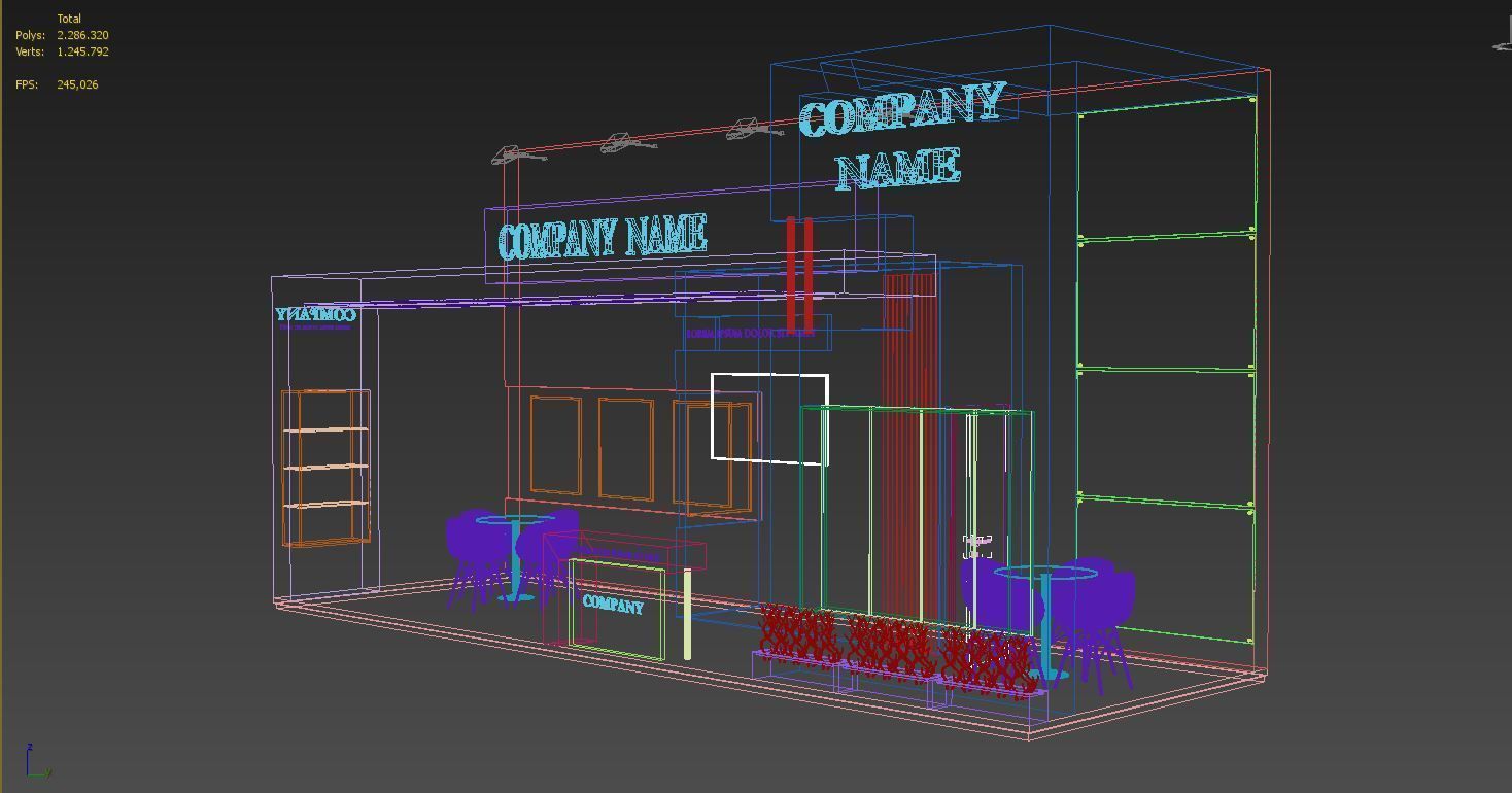 Booth Exhibition Stand Stall 3X9m Height 450 cm 3 Side Open 3D model ...