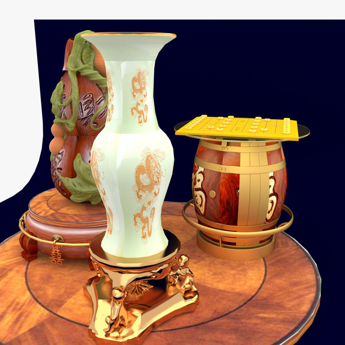 chinese gourd display stand 3D model | CGTrader