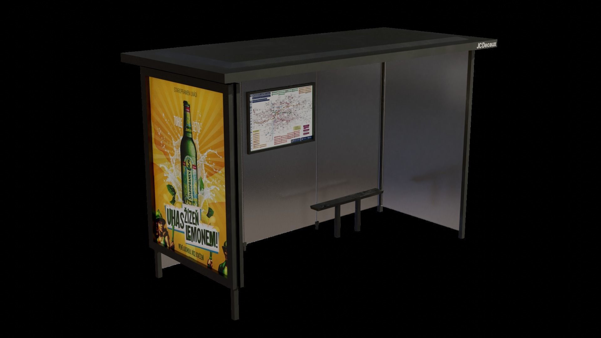 3D model Low Poly Realistic Bus Stop with Textures VR / AR / low-poly ...