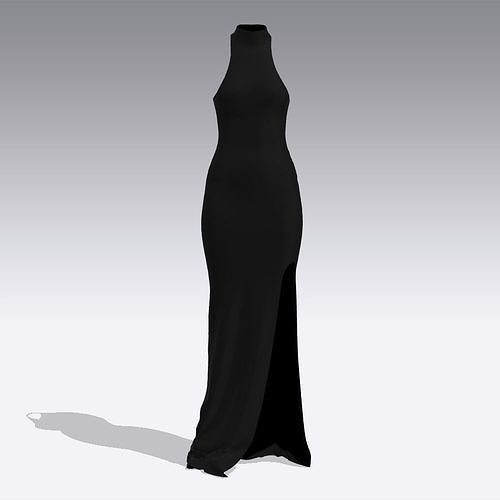 DRESS BLACK LONG LOOK 3D model | CGTrader