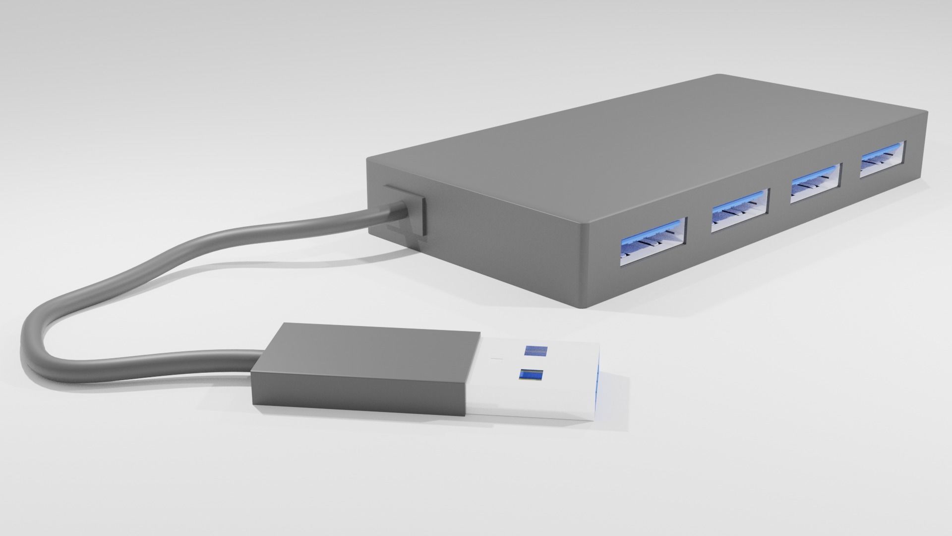 Low Poly USB 3 HUB free 3D model | CGTrader