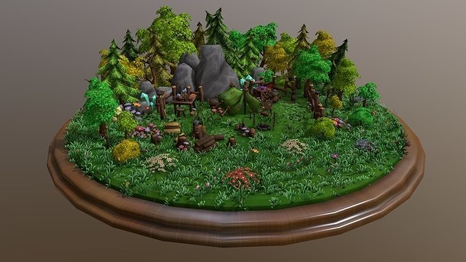 3D model Forest Asset Bundle - hand painted VR / AR / low-poly | CGTrader