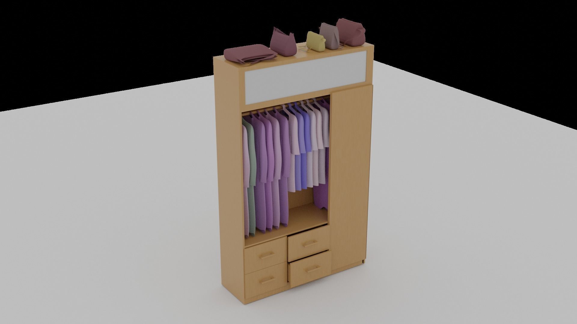 Closet wardrobe with clothes free 3D model | CGTrader