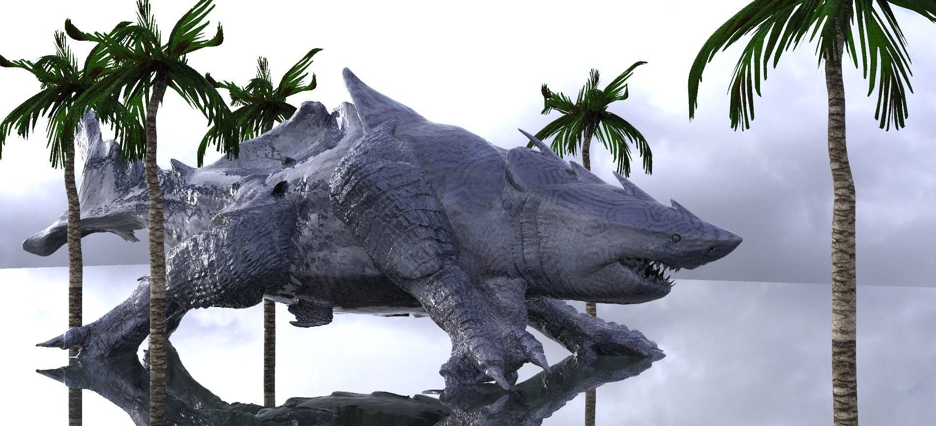 Frigate Ship VS Meg Croc 3D model | CGTrader