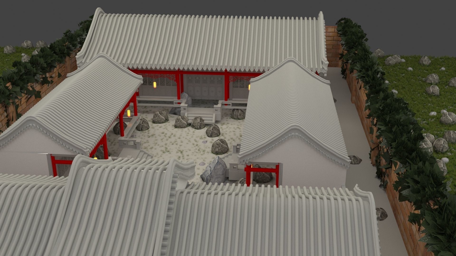 Chinese ancient courtyard house 3D model | CGTrader