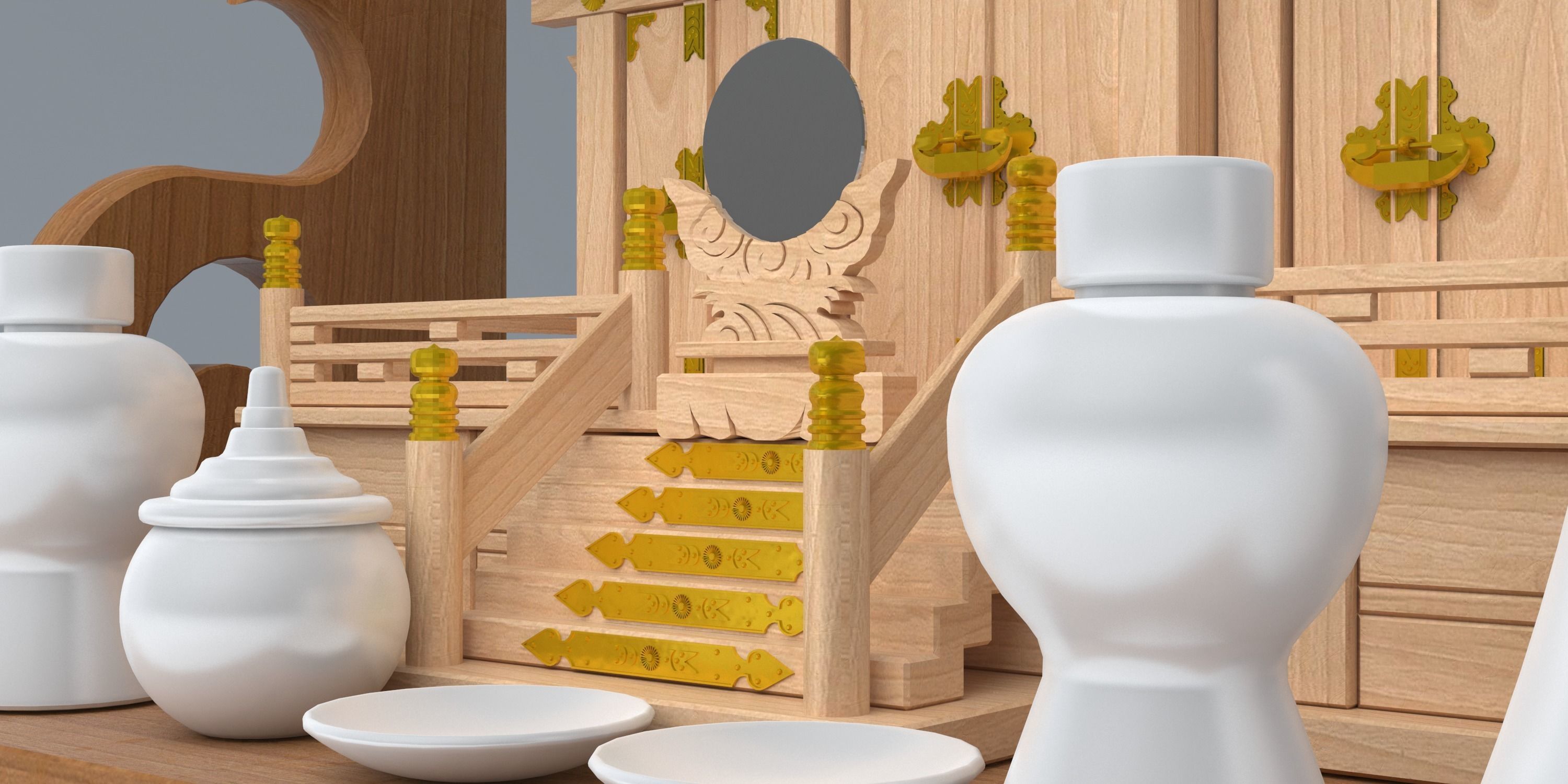 KAMIDANA SET chinese temple 3D model | CGTrader