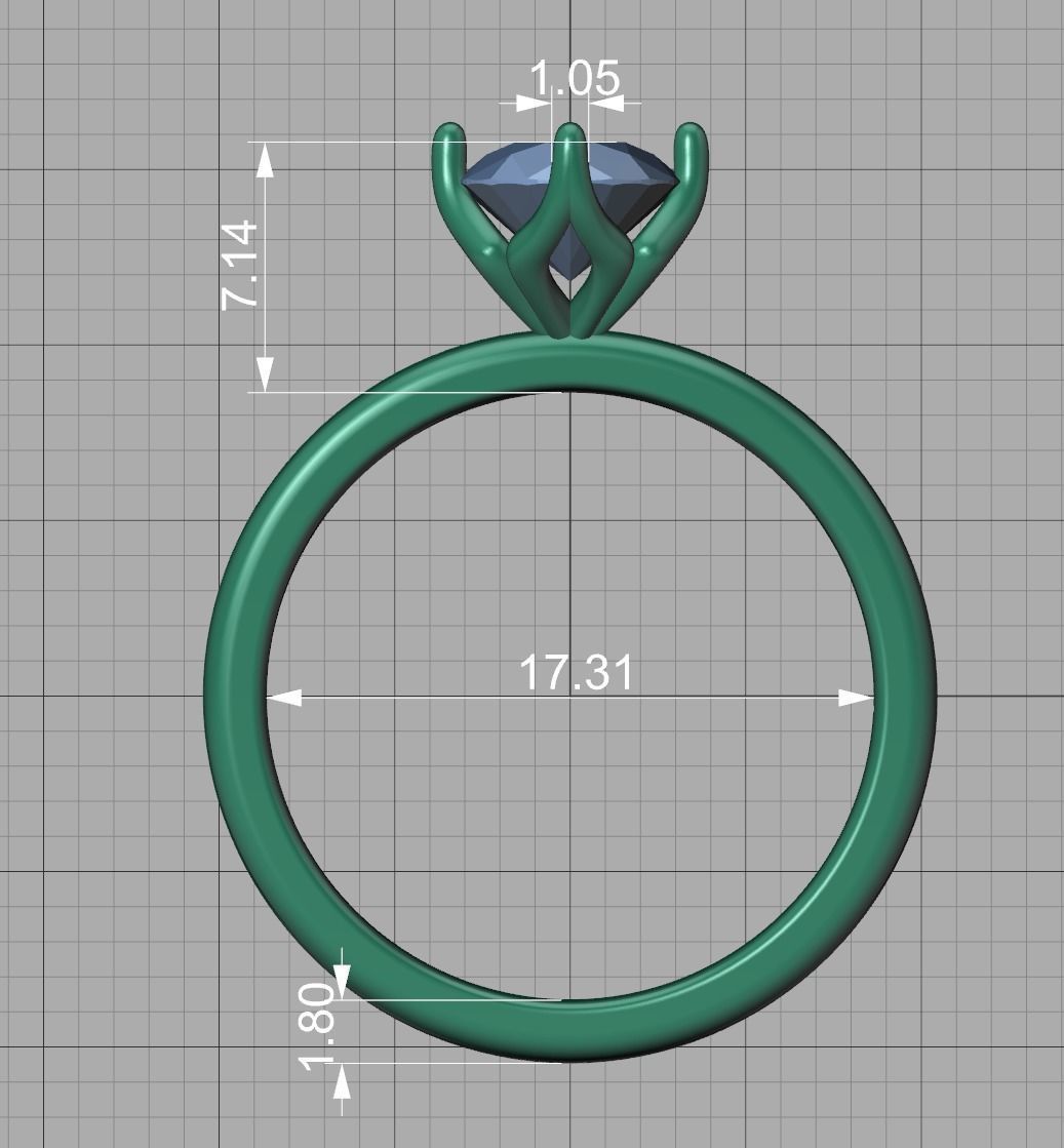 Solitaire 1ct Engagement Ring 4claw design 3dmodel 3D model 3D ...