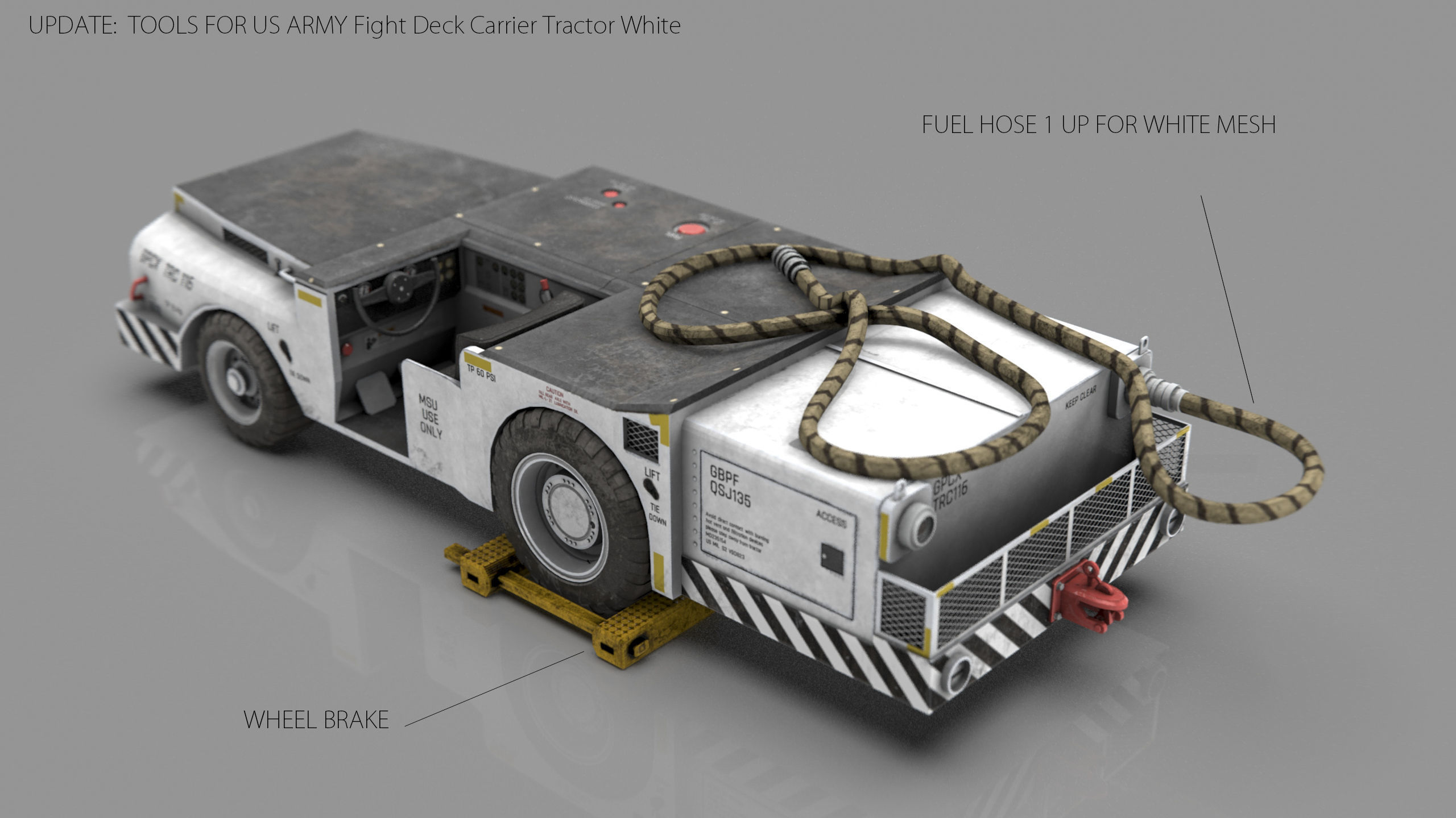 3D model US ARMY Fight Deck Carrier Tractor White VR / AR / low-poly ...