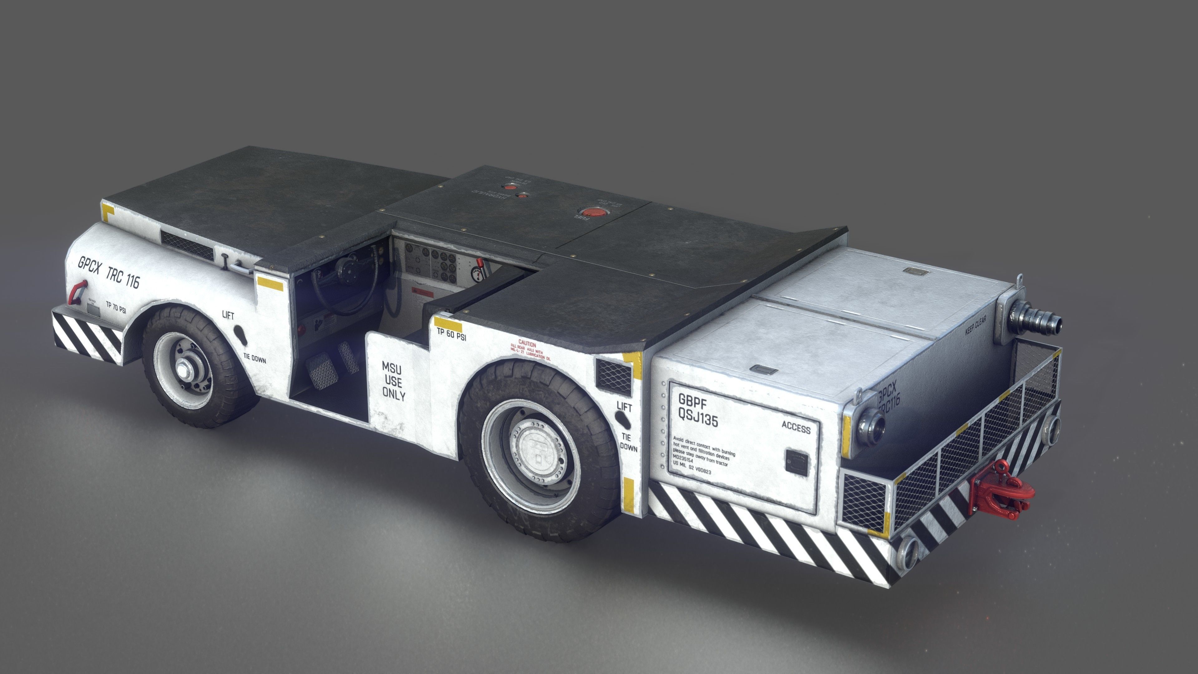 3D model US ARMY Fight Deck Carrier Tractor White VR / AR / low-poly ...