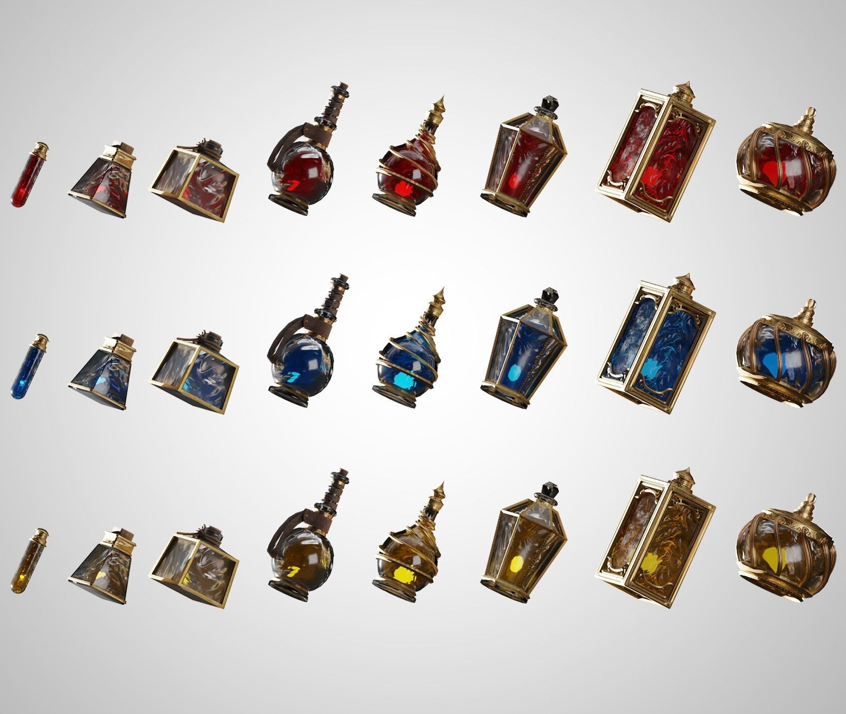 3D model Health Potion Bottle Set VR / AR / low-poly | CGTrader