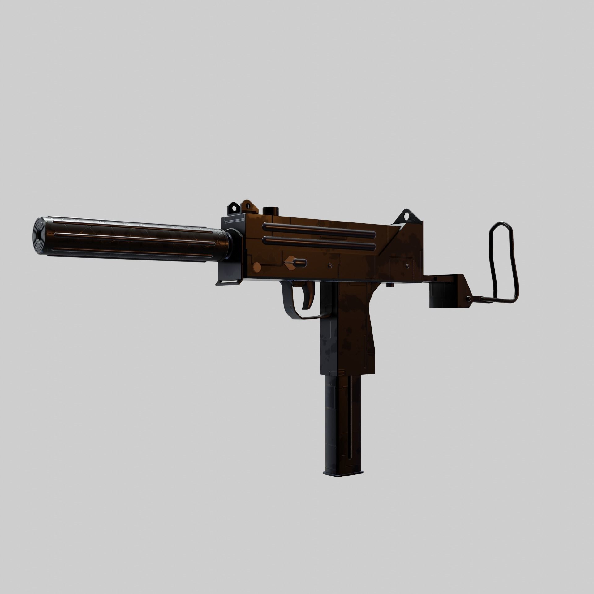 Low poly mac-10 model gun free VR / AR / low-poly 3D model animated ...