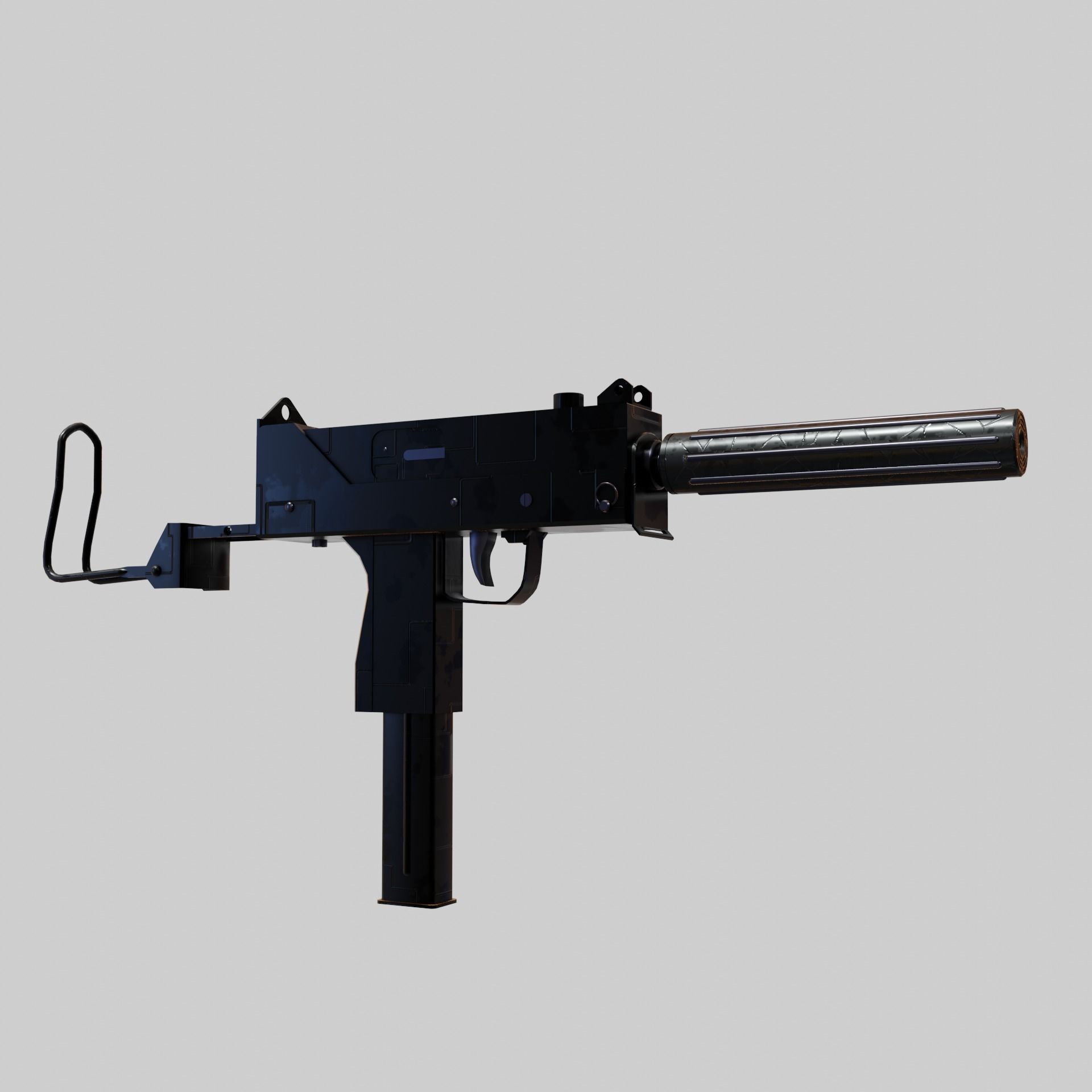 Low poly mac-10 model gun free VR / AR / low-poly 3D model animated ...