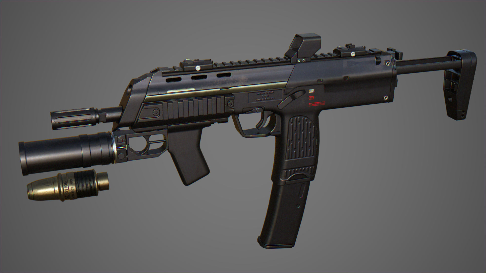 3D model Heckler and Koch MP7A2 with GP-25 Launcher VR / AR / low-poly ...