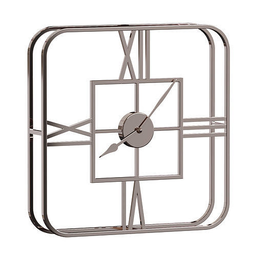 WALL CLOCK METAL SQUARE CHROME 3D model | CGTrader