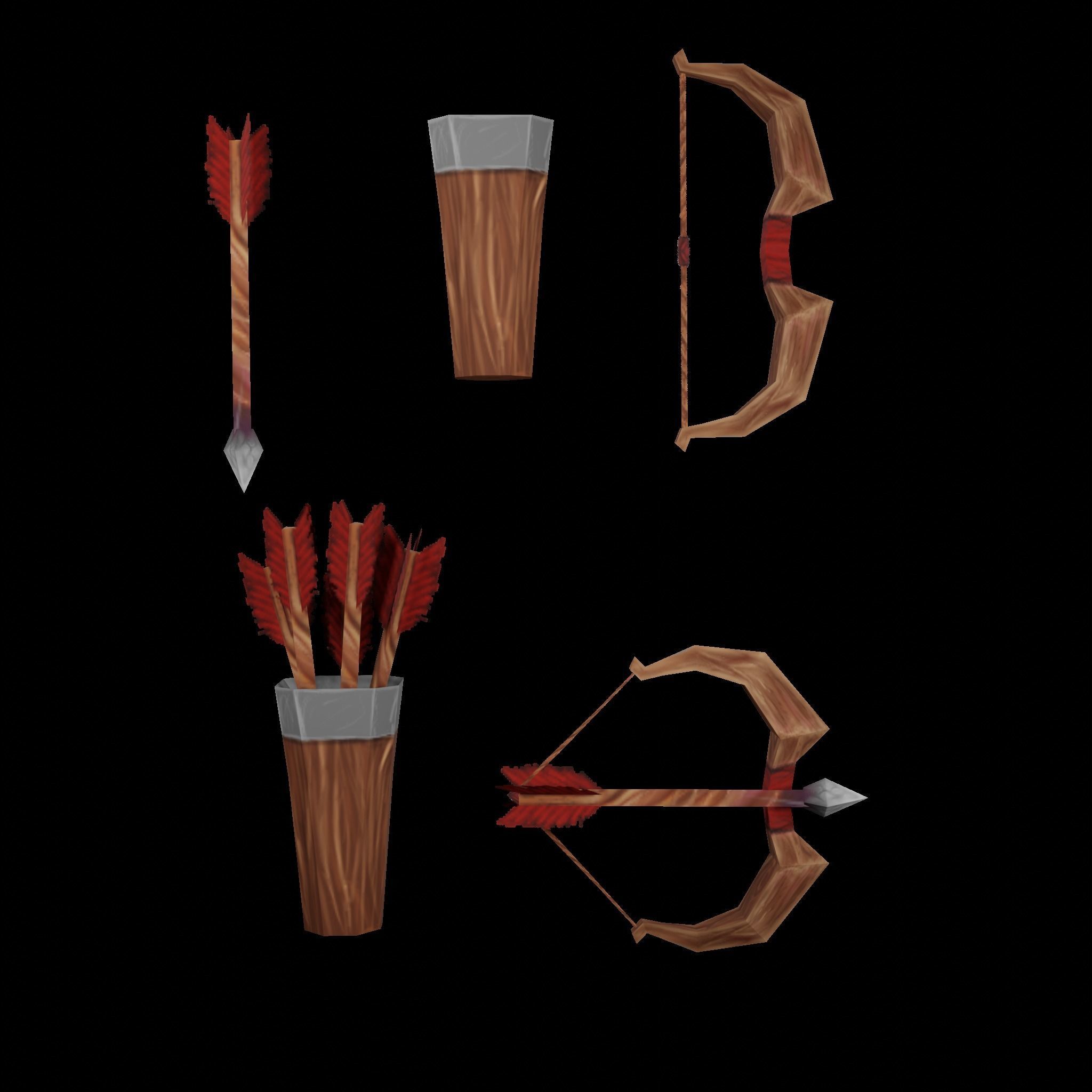 3D model low-poly bow and arrow archers kit VR / AR / low-poly | CGTrader