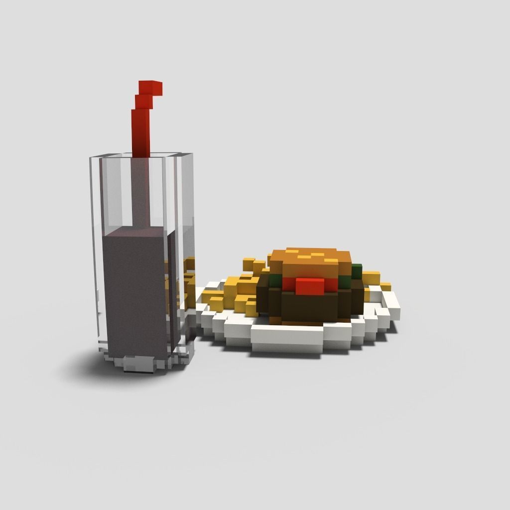 3D model Retro 1950s classic diner hamburger and soda pop cola drink VR ...