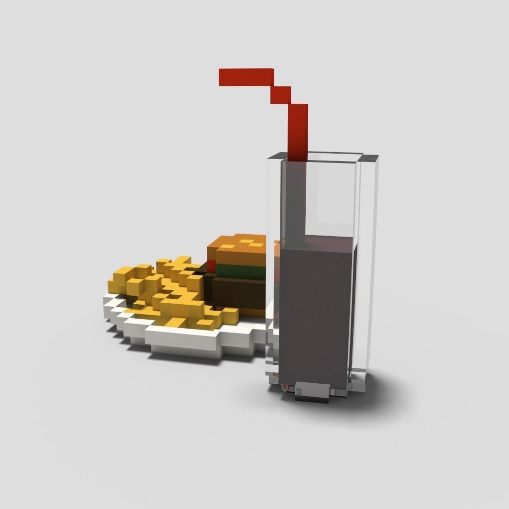 3D model Retro 1950s classic diner hamburger and soda pop cola drink VR ...