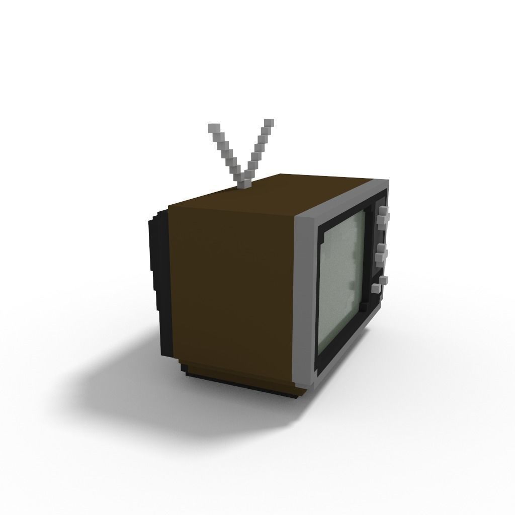 3D model Voxel Vintage Retro 1970s TV Television Set VR / AR / low-poly ...