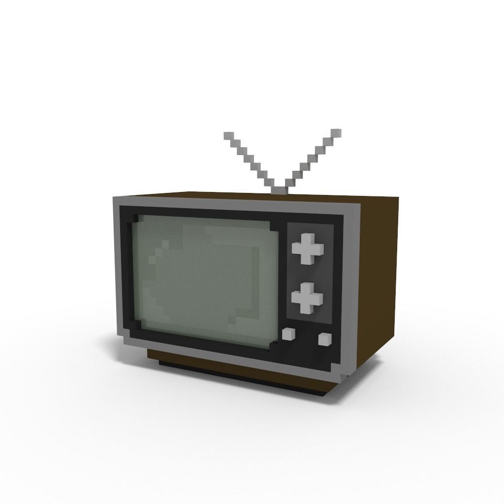 3D model Voxel Vintage Retro 1970s TV Television Set VR / AR / low-poly ...
