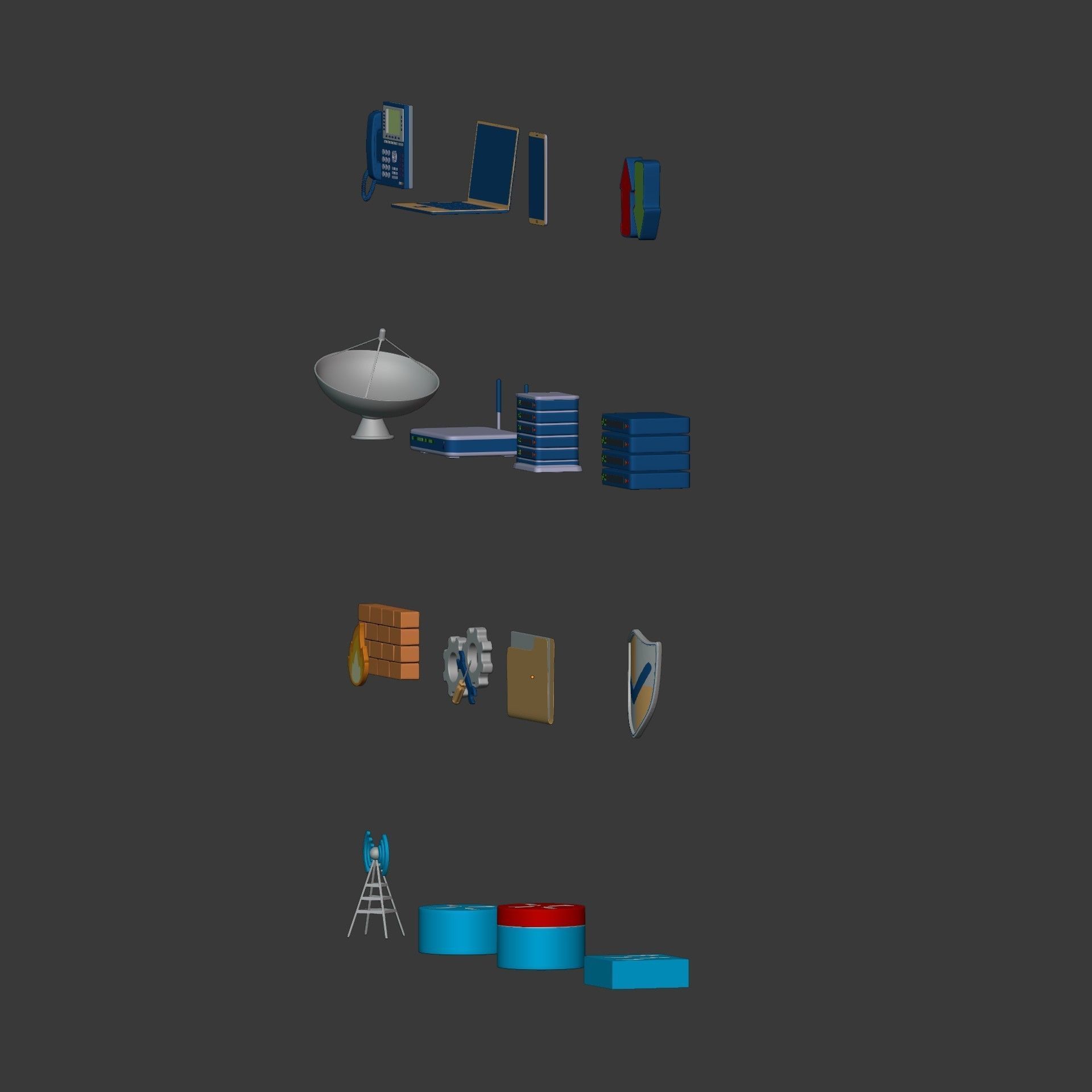 3D model Network Icons Pack VR / AR / low-poly | CGTrader